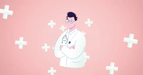 Animation of doctor and cross icons on r... | Stock Video | Pond5
