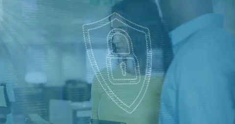 Animation of dots forming padlock in shi... | Stock Video | Pond5