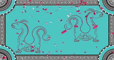 Animation of dragon signs and chinese pa... | Stock Video | Pond5