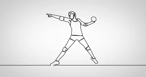 Animation of drawing of female handball ... | Stock Video | Pond5