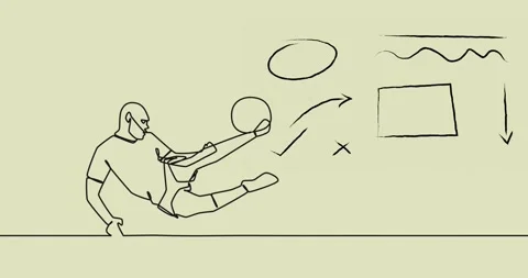 Animation of drawing of male soccer play... | Stock Video | Pond5