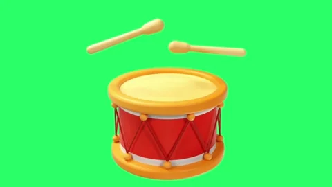Animation drum on green screen. | Stock Video | Pond5