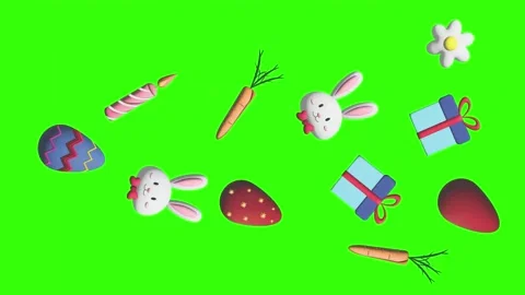 Animation of Easter elements on green sc... | Stock Video | Pond5