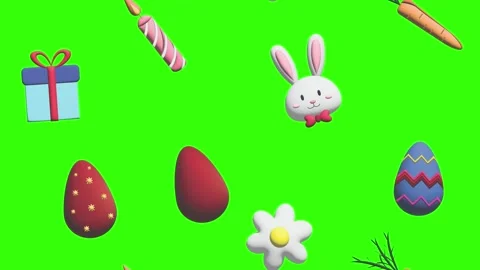 Animation of Easter elements on green sc... | Stock Video | Pond5