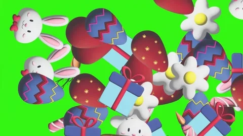Animation of Easter elements on green sc... | Stock Video | Pond5