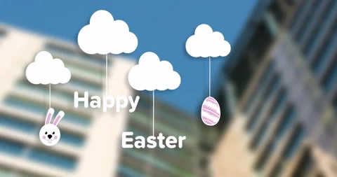 Animation of Easter text with bunny and ... | Stock Video | Pond5