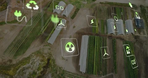 Animation of eco icons and data processi... | Stock Video | Pond5