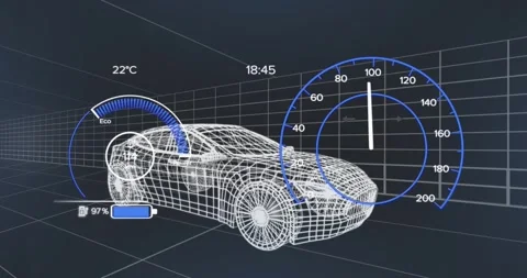Animation of electric car digital interf... | Stock Video | Pond5
