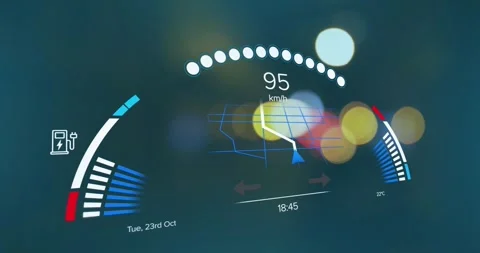 Animation of electric car speedometer da... | Stock Video | Pond5