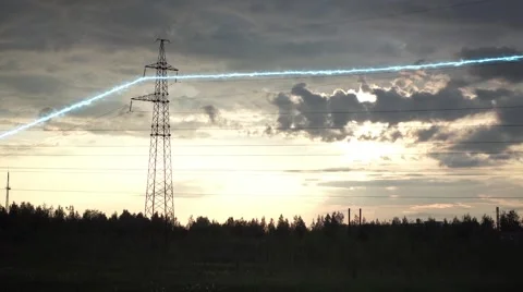 Animation of electricity energy on power... | Stock Video | Pond5