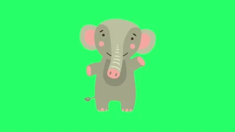 Animation elephant on green screen. | Stock Video | Pond5