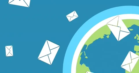 Animation of emails floating over globe ... | Stock Video | Pond5