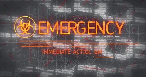 Animation of emergency text and symbol o... | Stock Video | Pond5