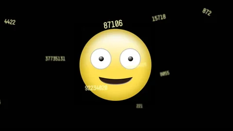 Animation of emoji icon and numbers on b... | Stock Video | Pond5