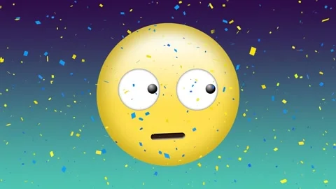 Animation of emoji icon with confetti on... | Stock Video | Pond5