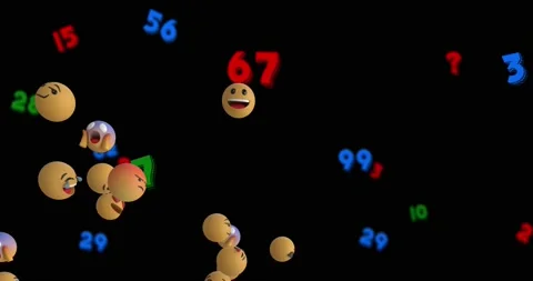 Animation of emoji icons floating and nu... | Stock Video | Pond5
