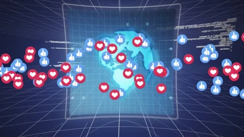 Animation of emoji icons over data proce... | Stock Video | Pond5