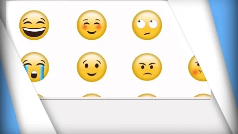 Animation of emoji icons in row on white... | Stock Video | Pond5