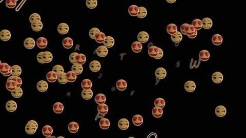 Animation of emojis floating over letter... | Stock Video | Pond5
