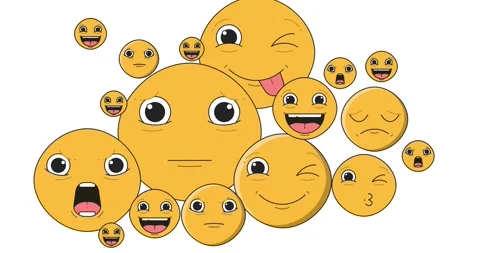 Animation of emoticons appearing over wh... | Stock Video | Pond5