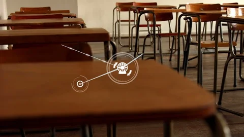 Animation of an empty classroom over a w... | Stock Video | Pond5