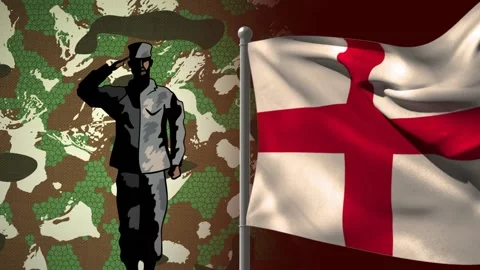 Animation of english flag and soldier sa... | Stock Video | Pond5