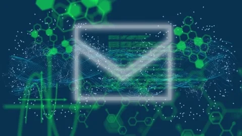 Animation of envelope icon over data pro... | Stock Video | Pond5