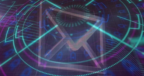 Animation of envelope icon over scope sc... | Stock Video | Pond5