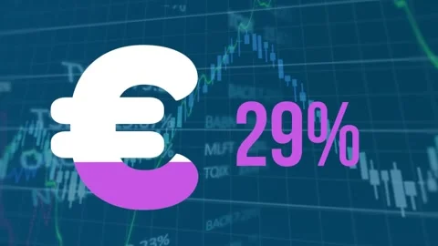 Animation of euro symbol with percents g... | Stock Video | Pond5