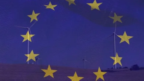 Animation of european union flag over ro... | Stock Video | Pond5