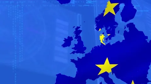 Animation of european union flag over ma... | Stock Video | Pond5