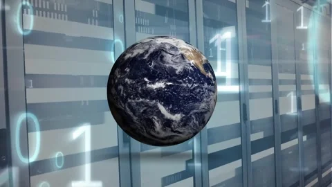 Animation of falling binary codes and ro... | Stock Video | Pond5