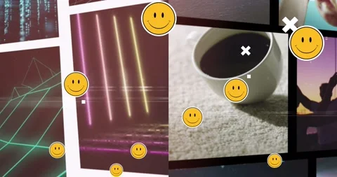 Animation of falling emoji over screens ... | Stock Video | Pond5