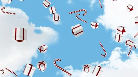 Animation of falling gifts and candy can... | Stock Video | Pond5