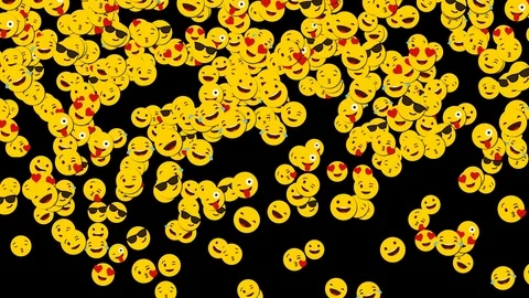 Animation of falling happy small emoji f... | Stock Video | Pond5