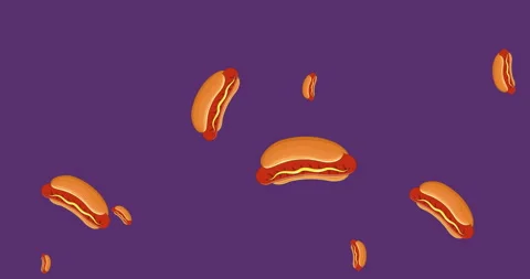 Animation of falling hot dogs icons on p... | Stock Video | Pond5