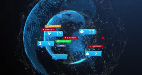 Animation of falling icons over globe da... | Stock Video | Pond5