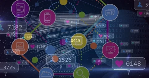 Animation of falling numbers and icons o... | Stock Video | Pond5