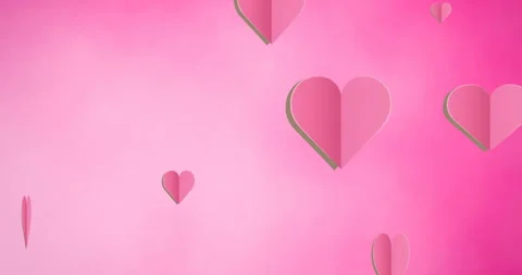 Animation of falling pink hearts on pink... | Stock Video | Pond5