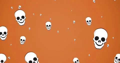 Animation of falling skulls on orange ba... | Stock Video | Pond5