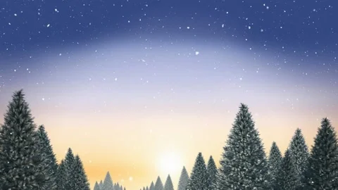 Animation of falling snow over trees on ... | Stock Video | Pond5