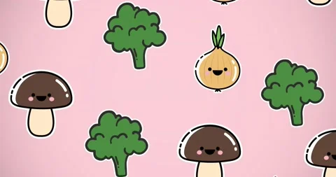 Animation of falling vegetables over pin... | Stock Video | Pond5