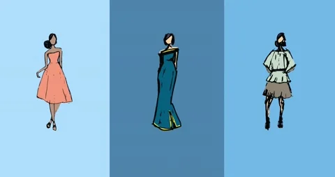 Animation of fashion drawings of model o... | Stock Video | Pond5