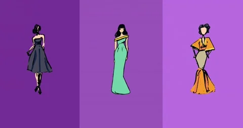 Animation of fashion drawings of model o... | Stock Video | Pond5