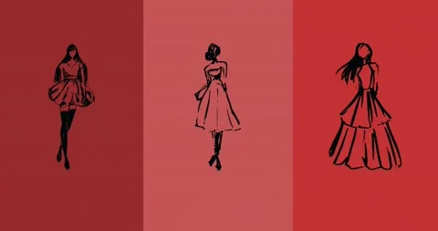 Animation of fashion drawings of model o... | Stock Video | Pond5