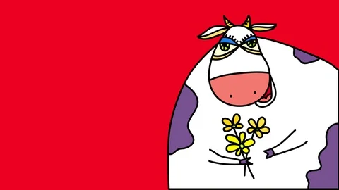 animation of fat female cow coming to pi... | Stock Video | Pond5