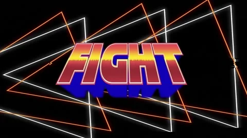Animation of fight retro text over abstr... | Stock Video | Pond5