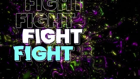 Animation of fight text and shapes on bl... | Stock Video | Pond5