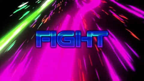 Animation of fight text on multi coloure... | Stock Video | Pond5