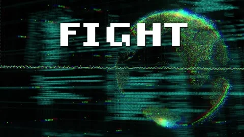 Animation of fight text over computer la... | Stock Video | Pond5